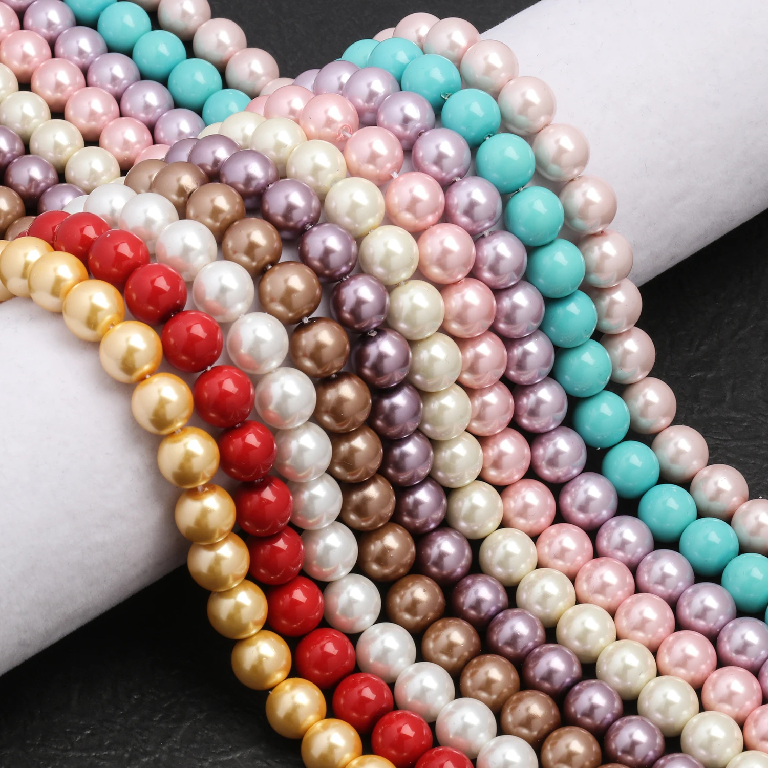 4/6/8/10MM Multicolour Glass Color Round Imitation Pearls Beads For Diy ...