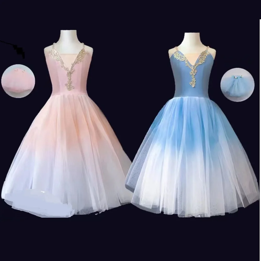 High Quality Blue Ballet Long Romantic Ballet tulle Tutu Dress Classic ...