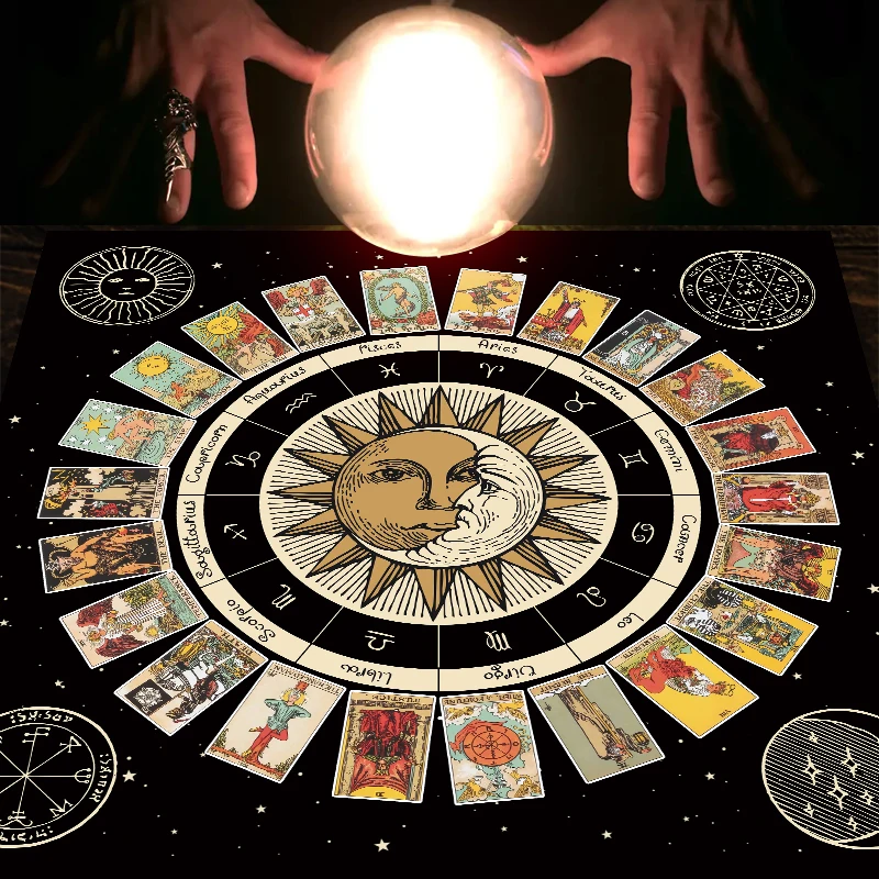 Tarot Card Tablecloth Altar Cloth Wheel of the Zodiac Astrology Chart ...