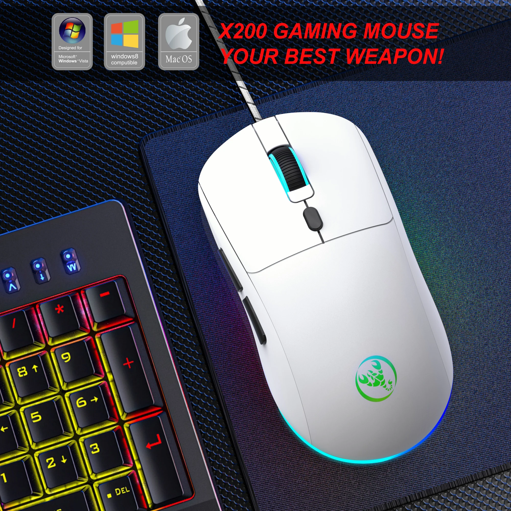 6-Keys-Wired-Gaming-Mouse-Adjustable-3600dpi-7-Colors-RGB-Comfortable ...