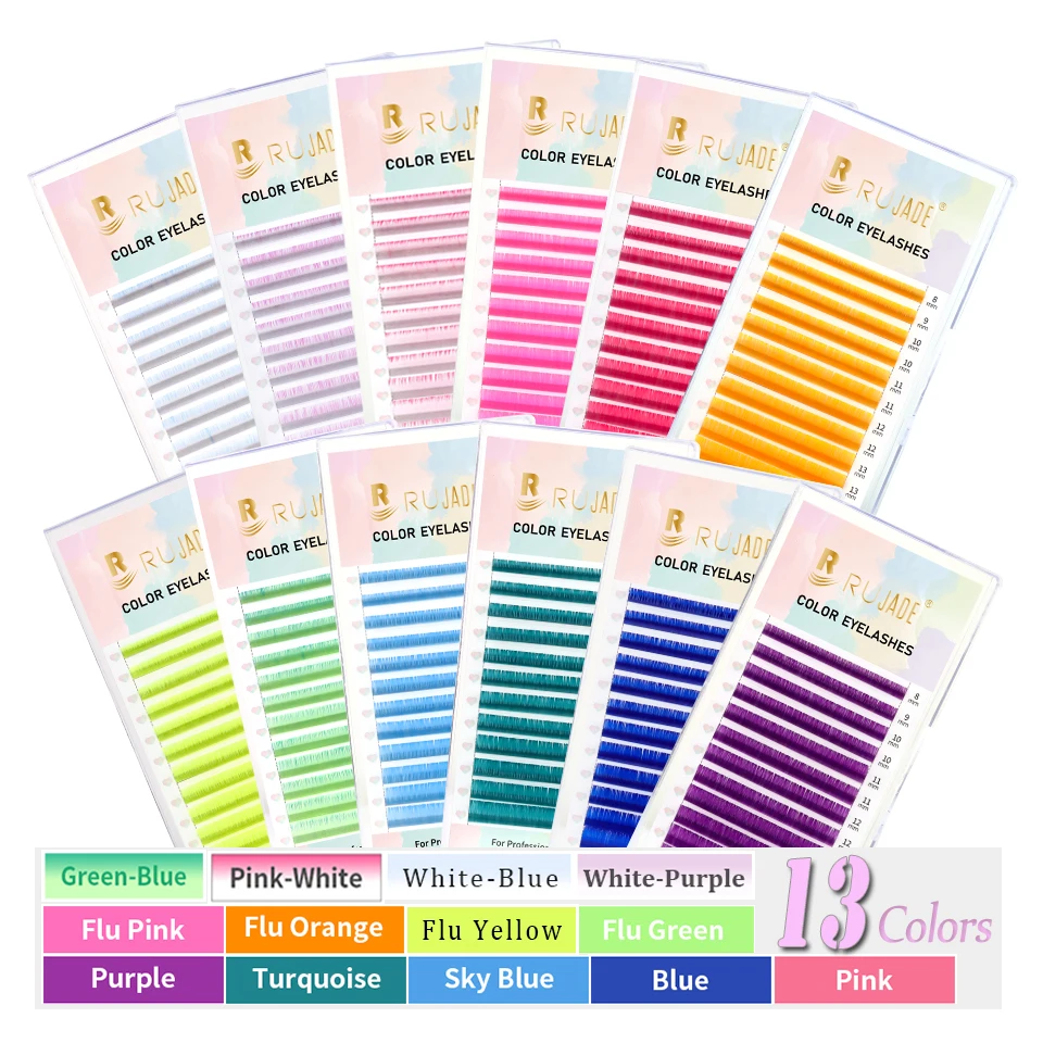 Pestañas individuales de color ombré, extensiones de pestañas ...