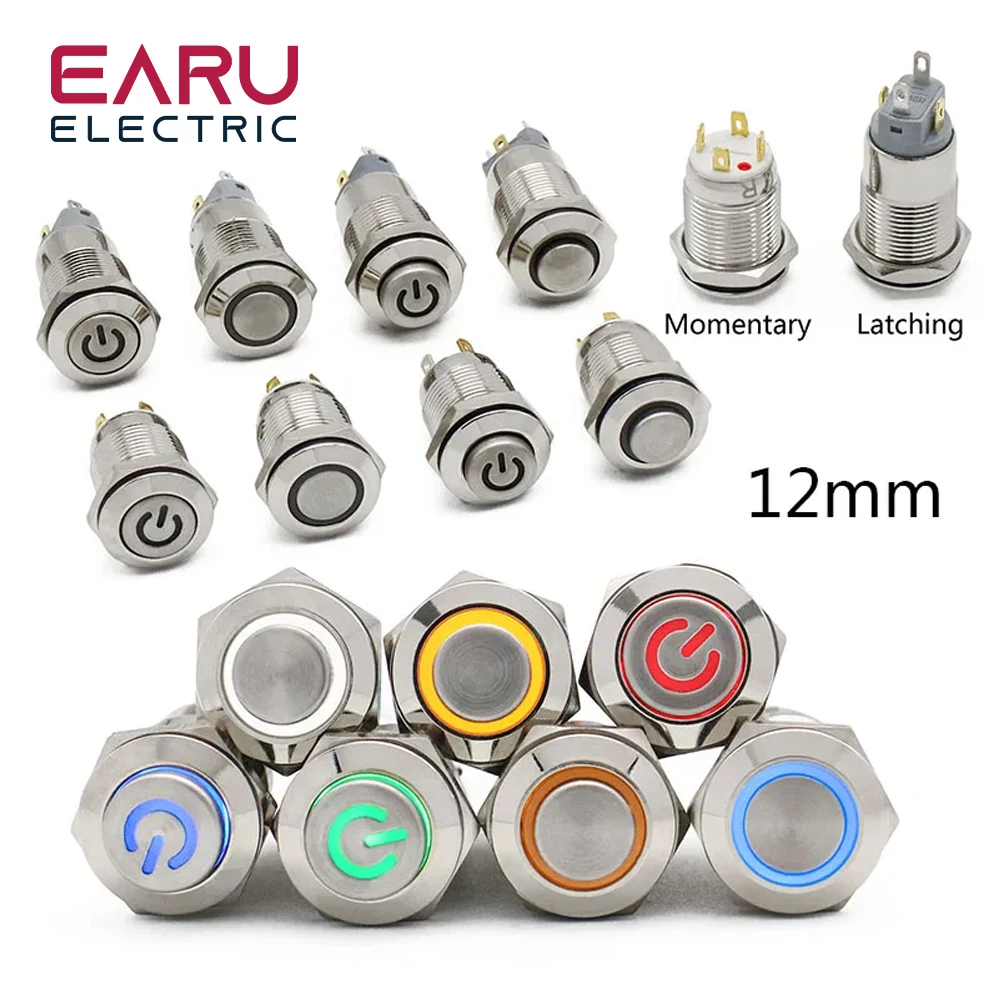 12mm-Flat-High-Head-Waterproof-Metal-Push-Button-Switch-LED-Light ...