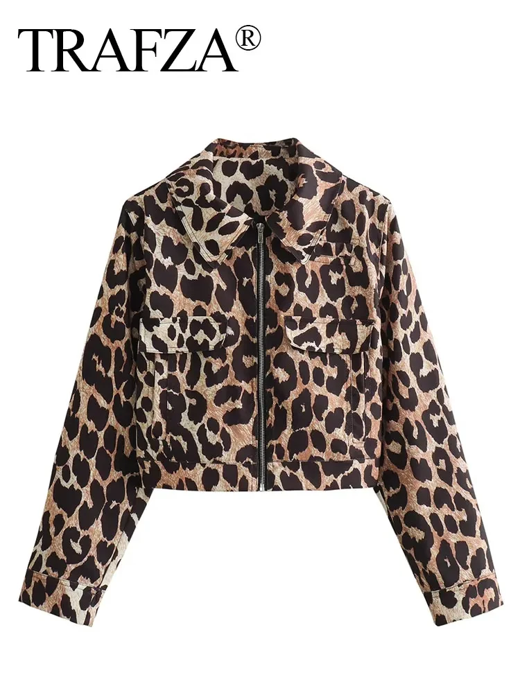 TRAFZA-Women-Vintage-Leopard-Print-Jackets-2024-Female-Fashion-ong ...