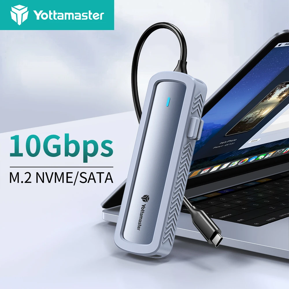 Yottamaster M.2 SSD Case 10Gbps NVME 5Gbps SATA Dual Protocol External ...