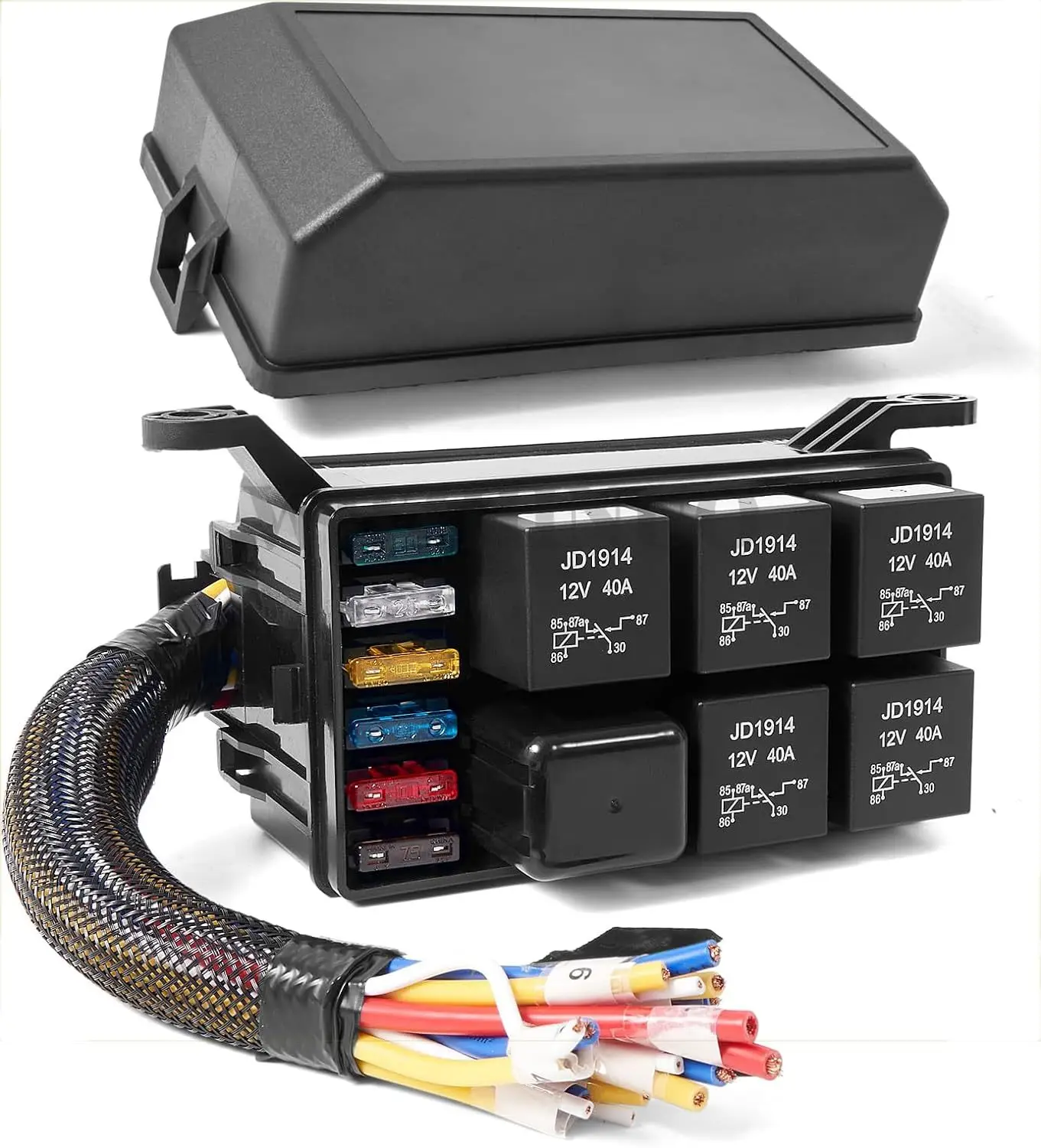 1Set 12V Relay Box 6 Way Relay Fuse Box 12 AWG Pre-wired Waterproof ...