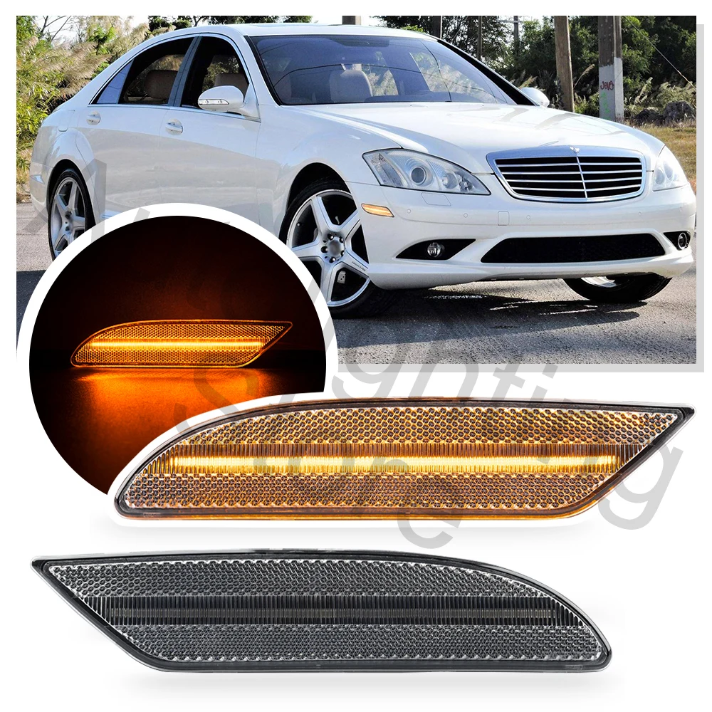 2PCS LED Bumper Side Blinker Lamp Turn Signal Light for Mercedes-benz S ...