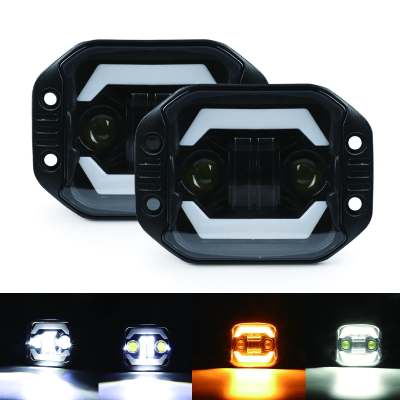 4-inch-Wrangler-Yellow-and-White-Angel-Eye-Off-road-Vehicle-Work-Light ...