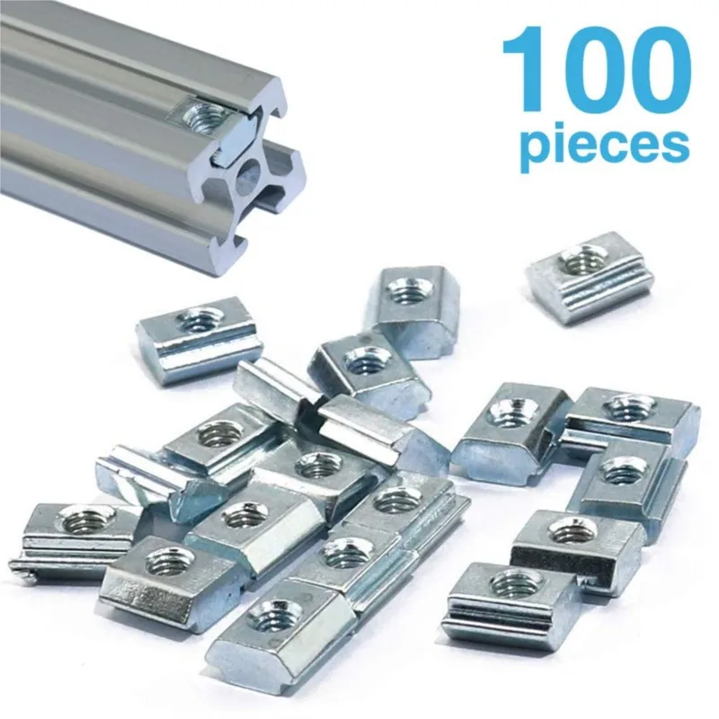 100pcs/set 2020 M3 M4 M5 T Slide Nut Fastener Galvanized T-Slot Nuts ...