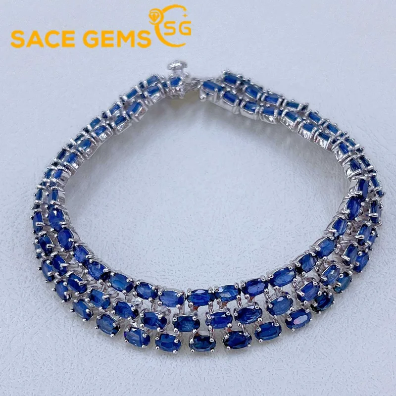 SACE-GEMS-pulsera-de-piedras-preciosas-de-zafiro-Natural-para-mujer ...