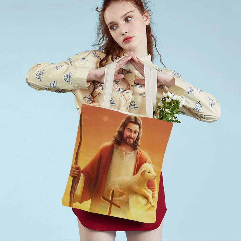 Casual-Jesus-Christ-Print-Lady-Student-Tote-Handbag-Cartoon-Savior ...