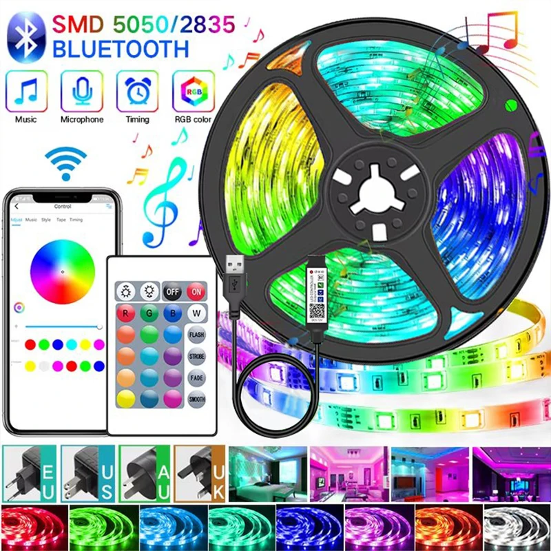 Bluetooth-WiFi-APP-Controller-LED-Strip-Lights-RGB-5050-SMD-Flexible ...