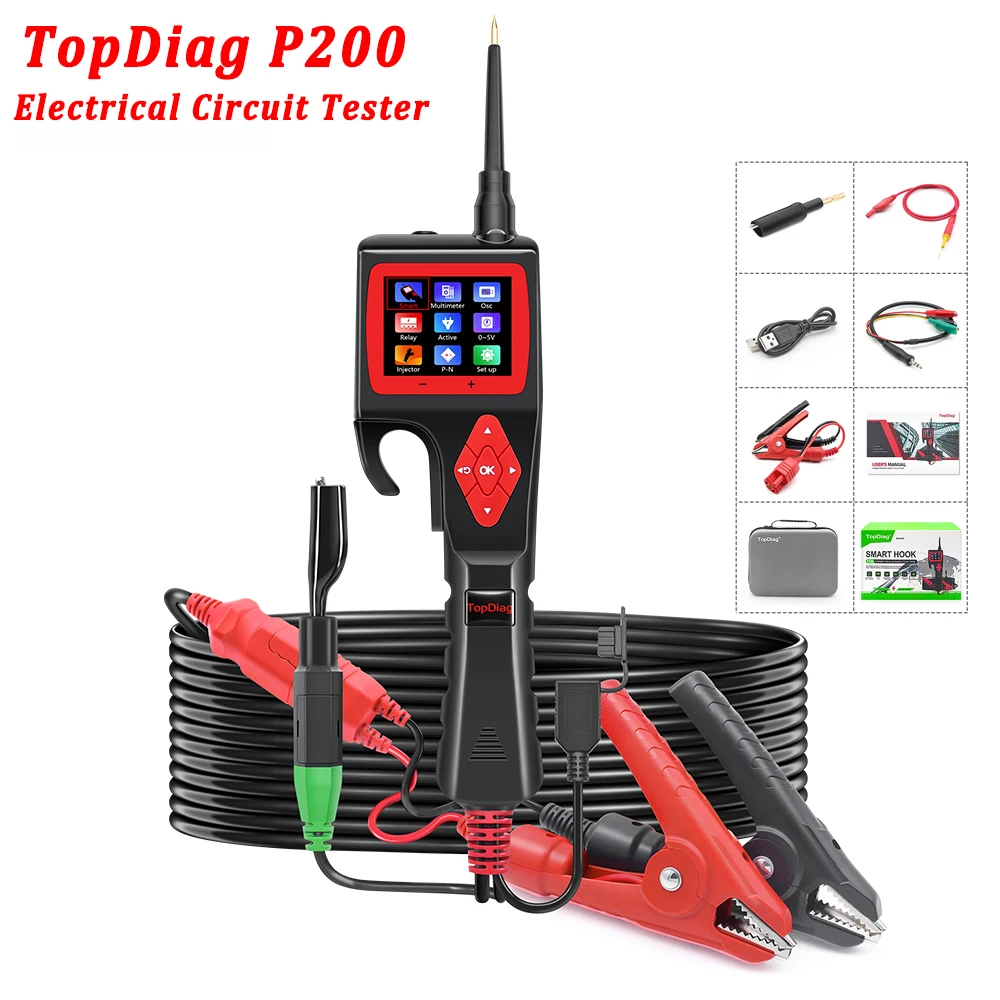 Topdiag P200 Power Probe Automotive Electric Circuit Tester 9V-30V ...