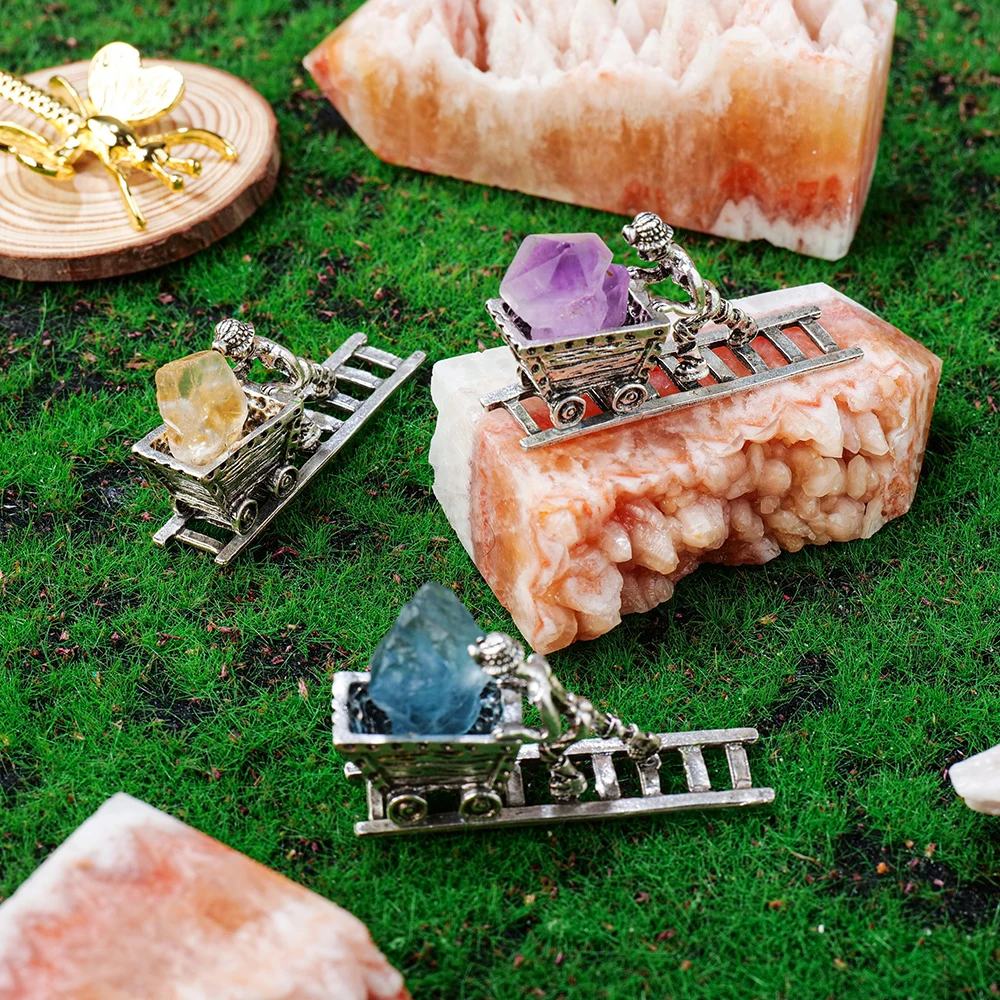 1pc Natural Crystal Raw Stone Orbit Miner Ornament Fun Ore Specimen ...