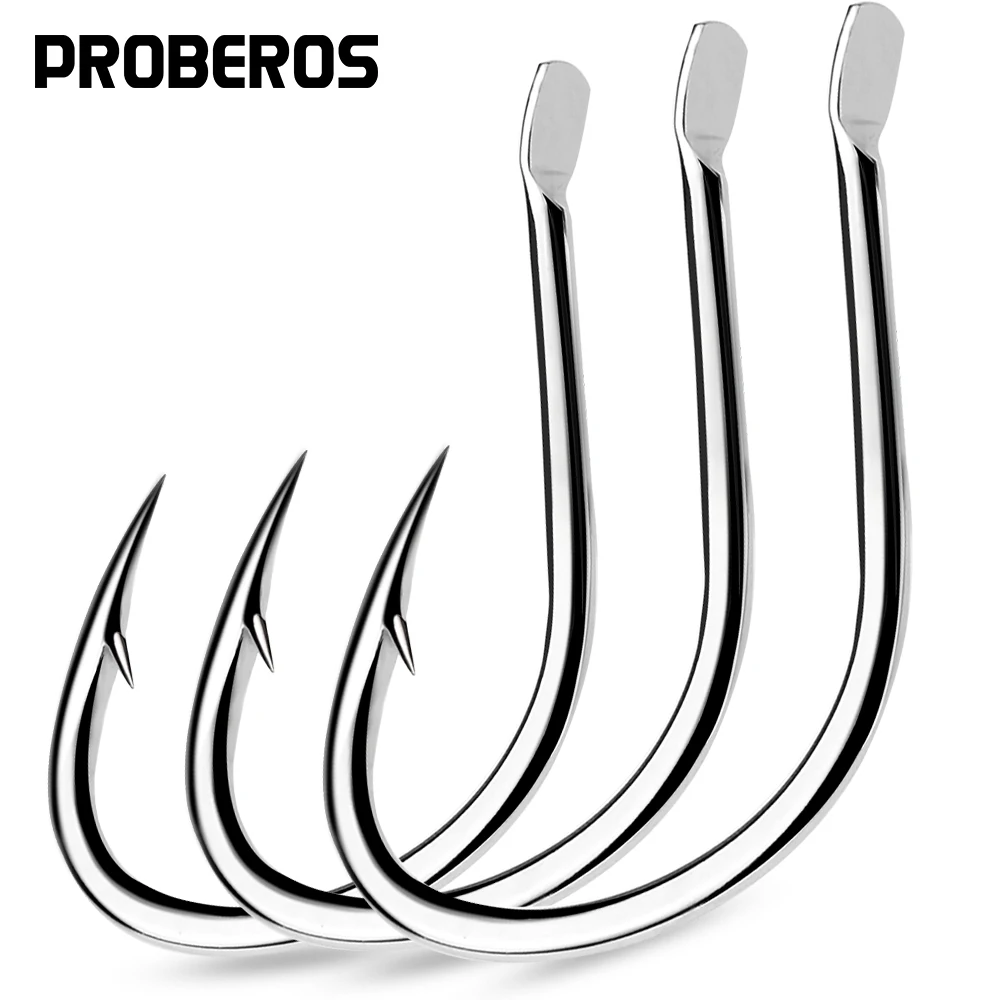 PROBEROS 50pcs High Carbon Steel Single Hook Barbed Sharp Strong Rust ...