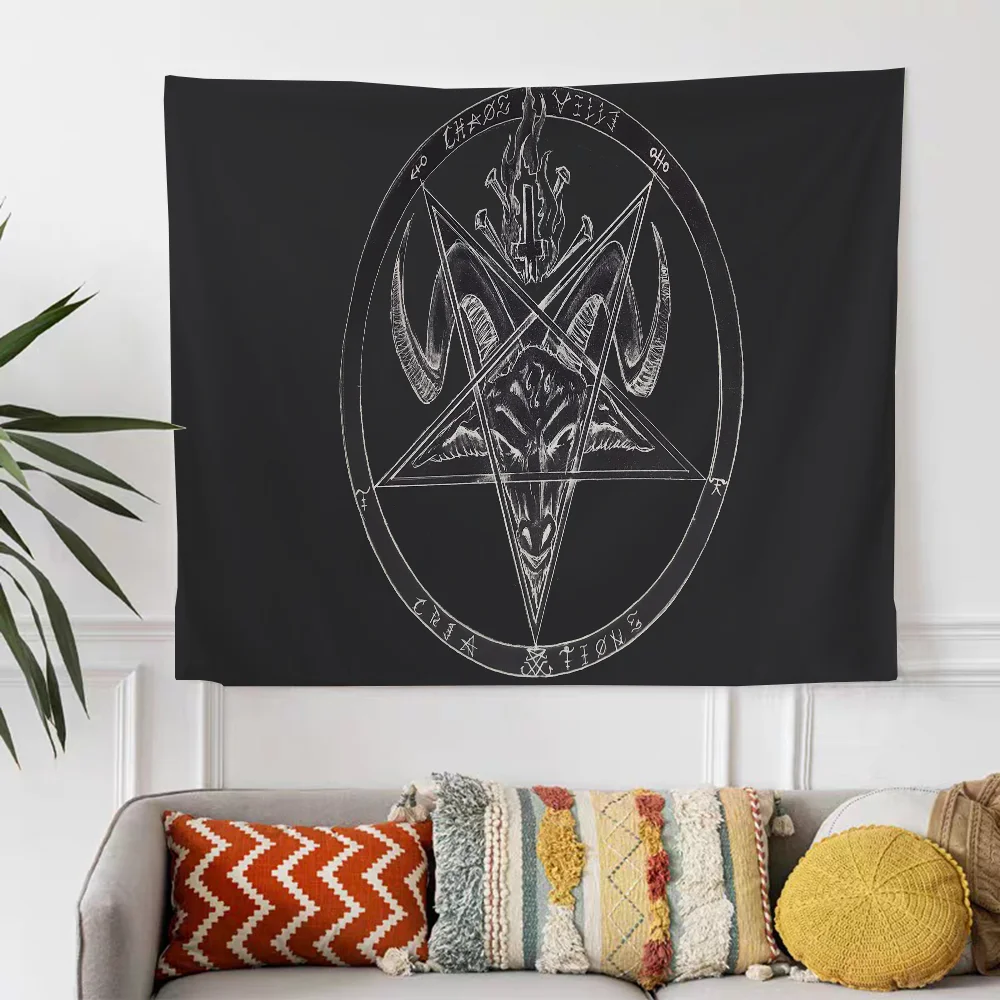 Baphomet-Satanic-Crosses-Custom-Tapestry-Wall-Hanging-Decor-Decorations ...