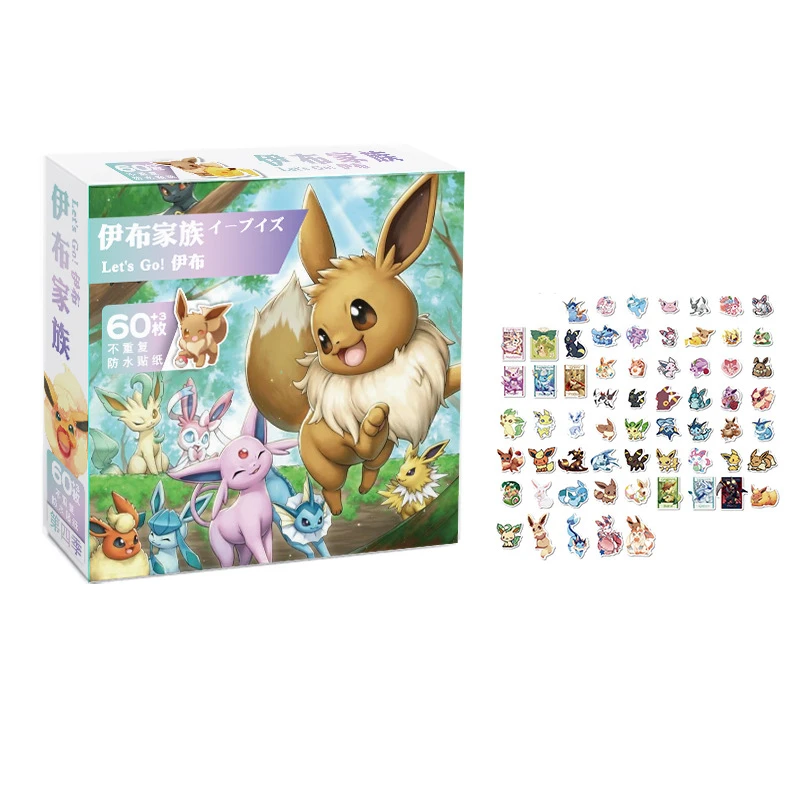 Generic Pokemon Stickers Box Pikachu Eevee Gengar Mewtwo Mimikyu ...