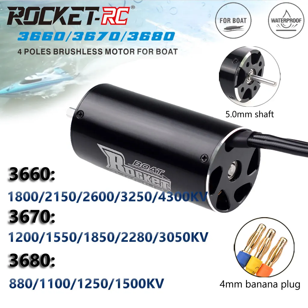 SURPASS HOBBY Waterproof Rocket-RC 3660 3670 3680 Brushless Motor for ...