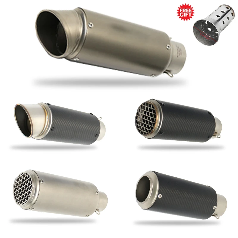 51mm 60mm Motorcycle Exhaust Muffler Carbon Fiber Pipe Racing Modified ...