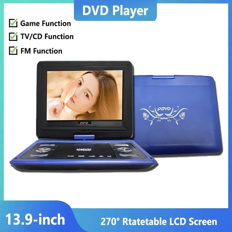13-9-inch-Portable-Mobile-DVD-Player-EVD-VCD-CD-Game-TV-Player-USB-Port ...