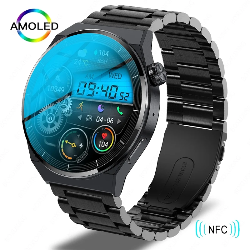 2024-NFC-Smart-Watch-Men-GT3-Pro-AMOLED-390-390-HD-Screen-Heart-Rate ...