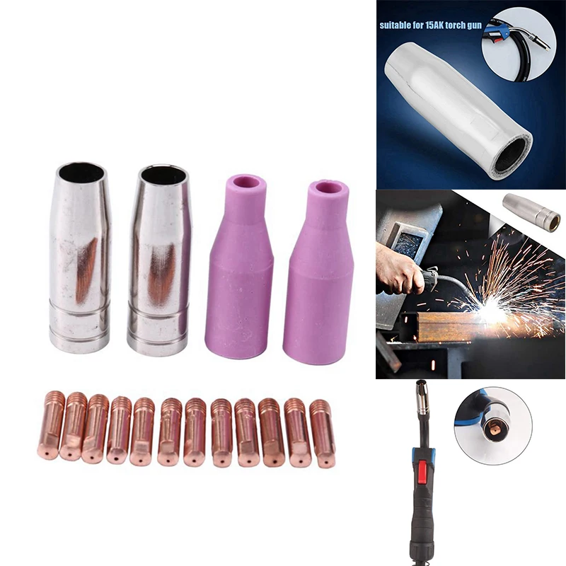 16Pcs-AK15-Mig-Welding-Torch-Cap-Tip-Contact-MB15-Ceramic-Accessories ...