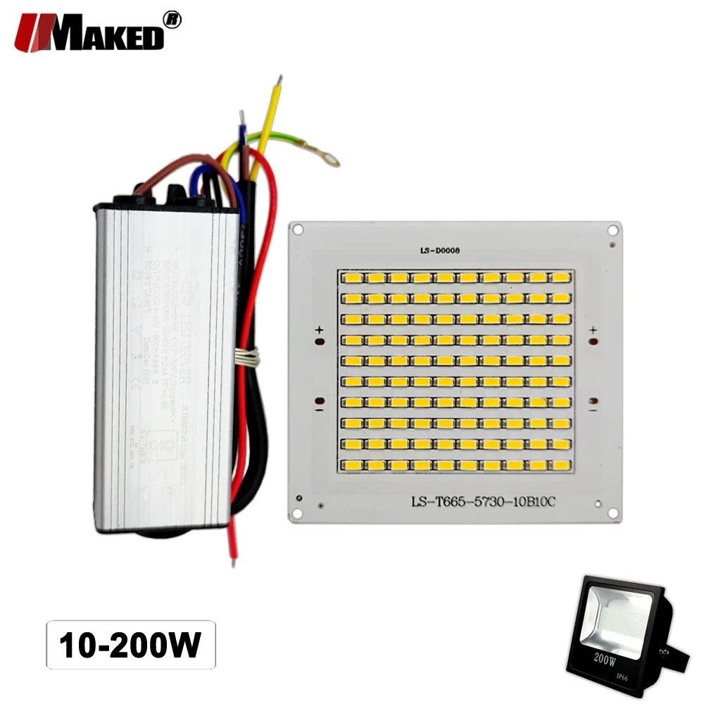 1Set Full Watt LED PCB+Driver Kits 10W 20W 30W 50W 100W 150W 200W High ...