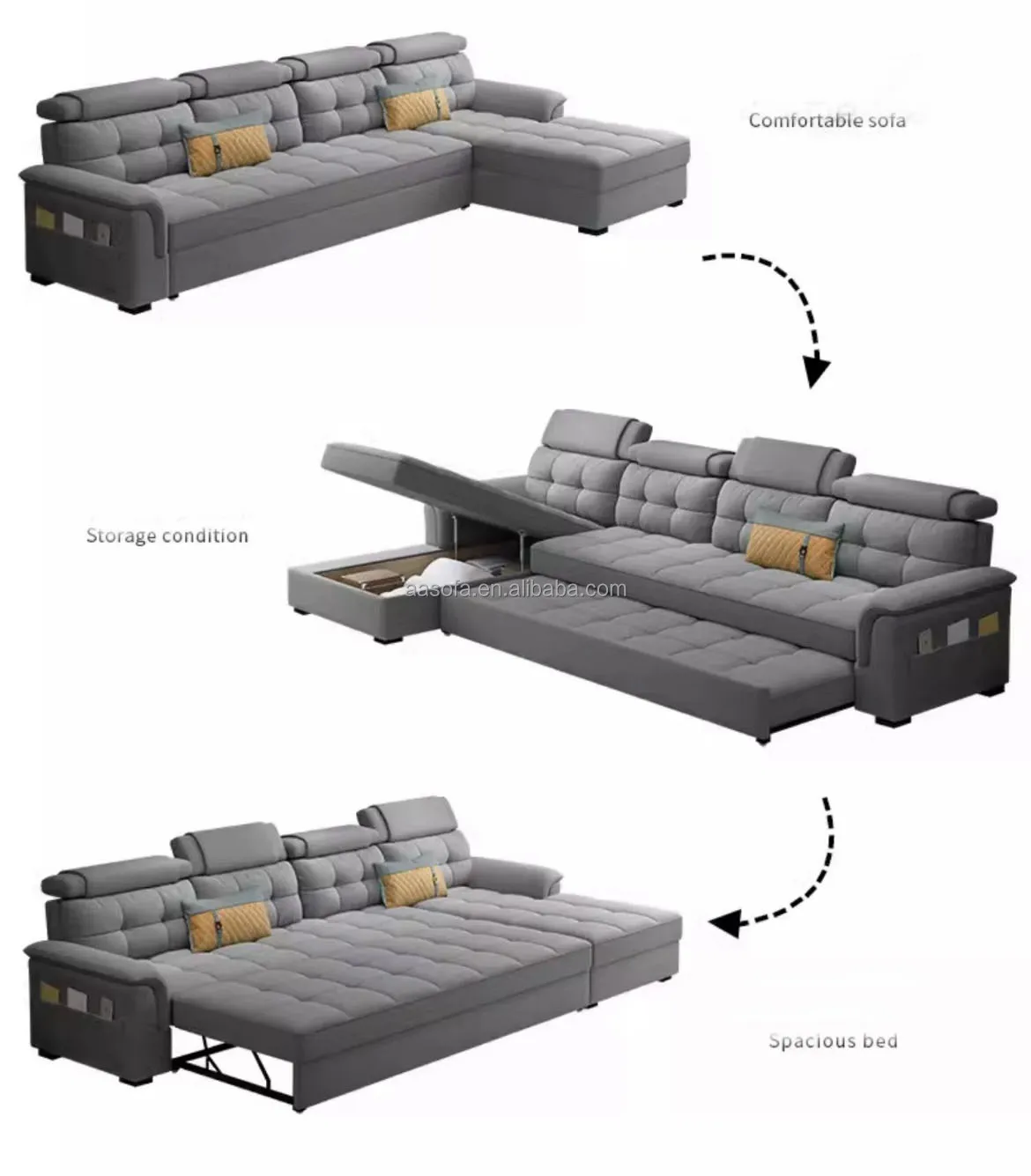 2 to 3m Luxury Sofa Bed with Mattress l Shape Buy Modern Murphy ...