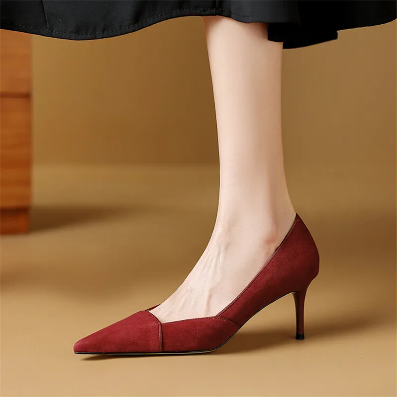 Sheep-Suede-Pointed-Toe-Stiletto-Women-Pumps-Spring-Summer-Woman-Shoes ...