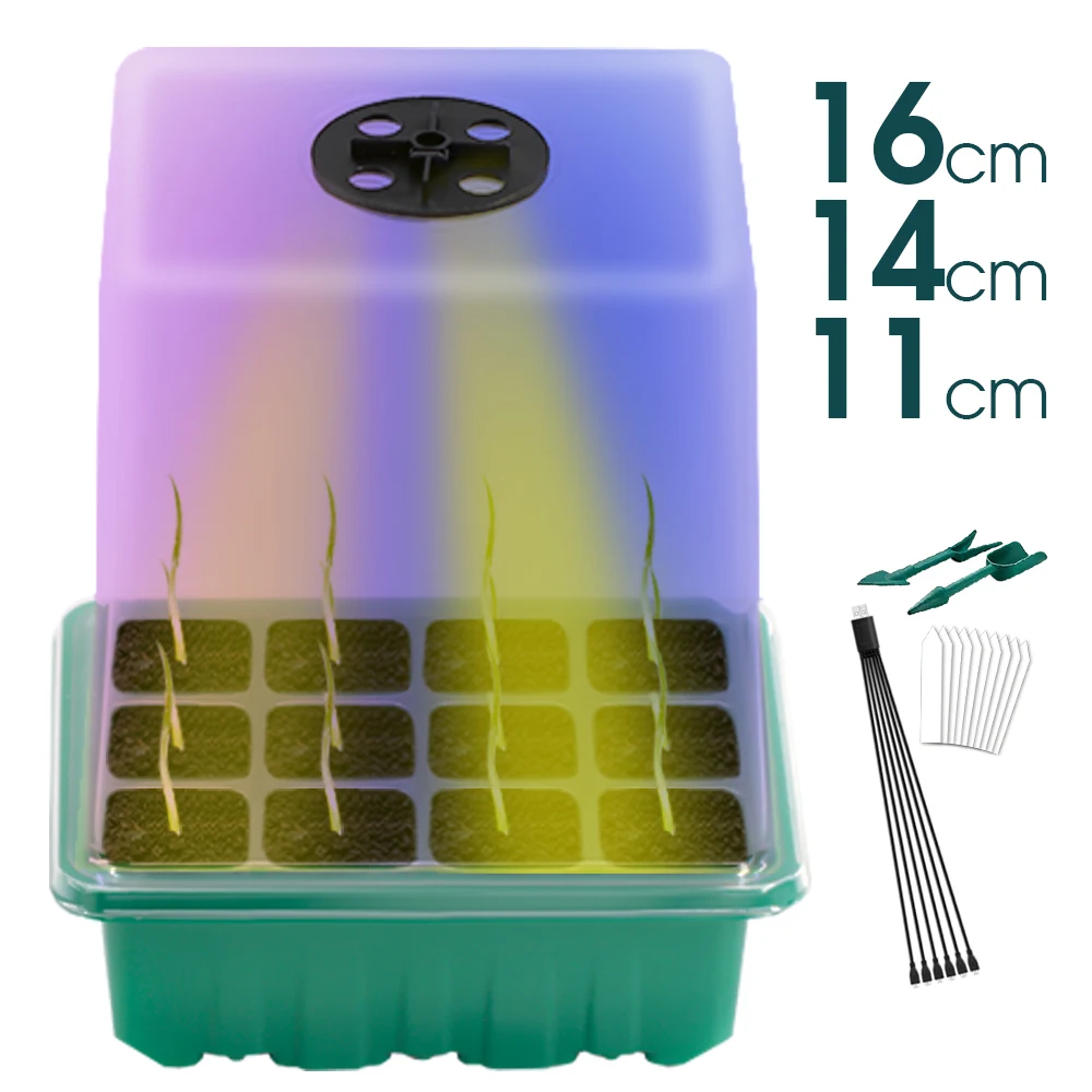16-14-11CM-Seed-and-Herb-Domed-Propagator-with-LED-Grow-Lights-Red-Blue ...