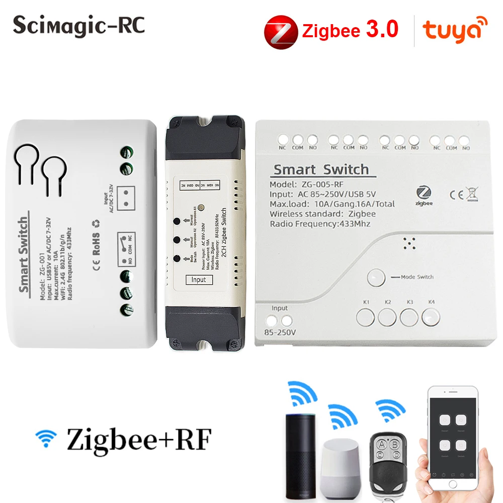 4 Csatornás Zigbee Smart Wifi Relay Switch Modul Ac/Dc 7-32V 12V 24V ...
