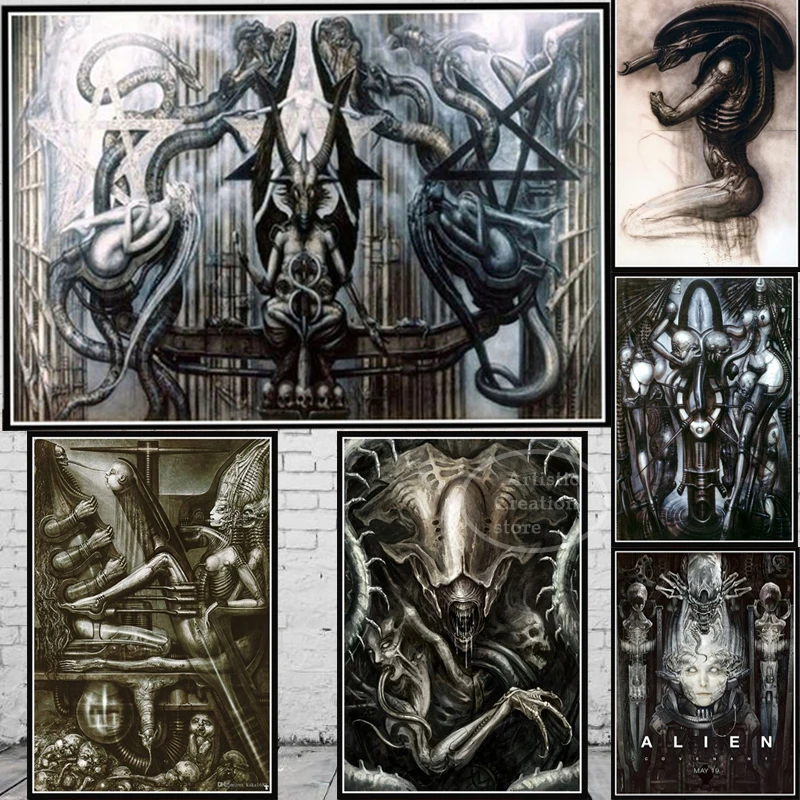 Hr-Giger-Li-Ii-Extraterrestre-Abstrato-Poster-Thriller-Retro-Wall-Art ...