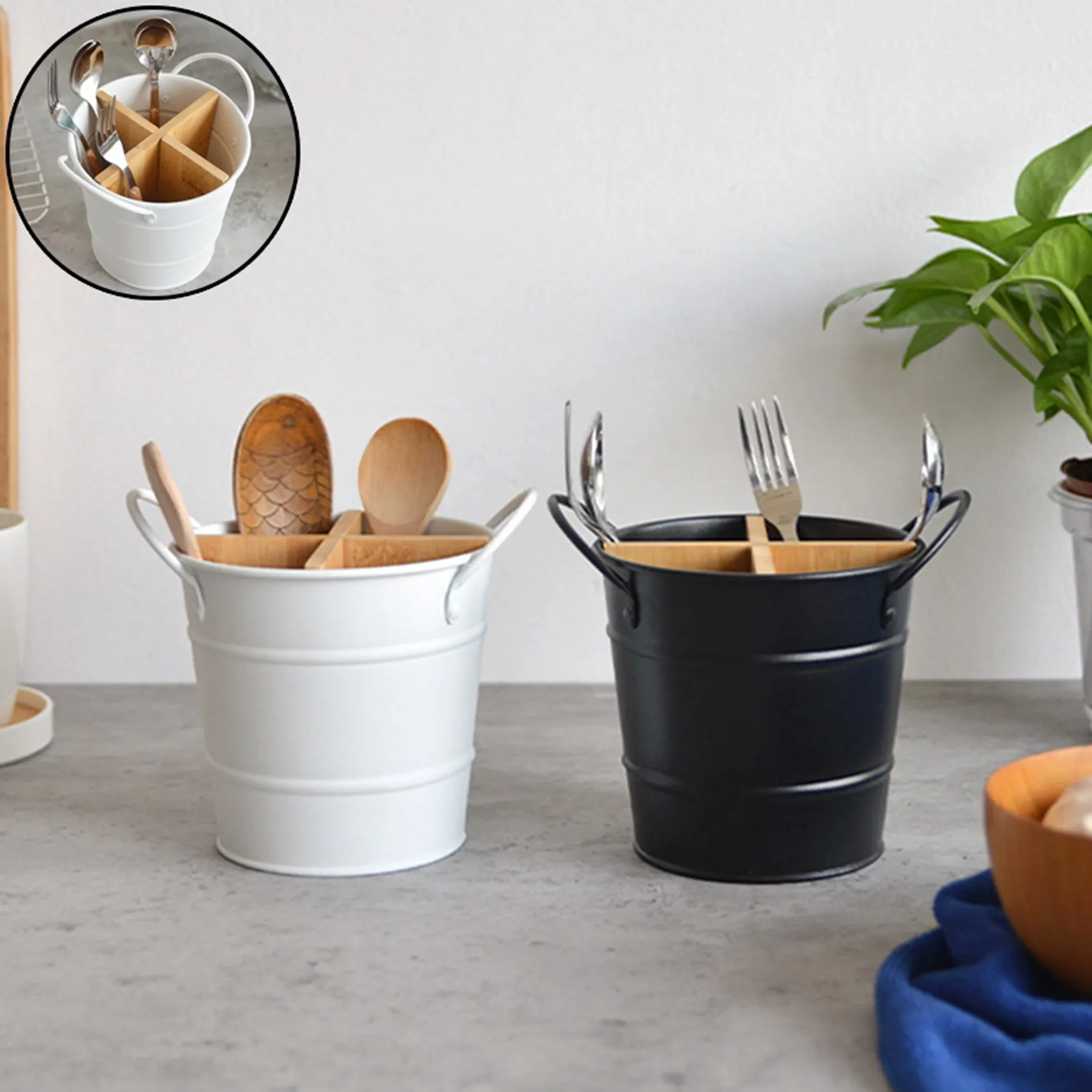 Kitchen Cutlery Organizer Knife Stand Storage Holder Separate Spoon ...