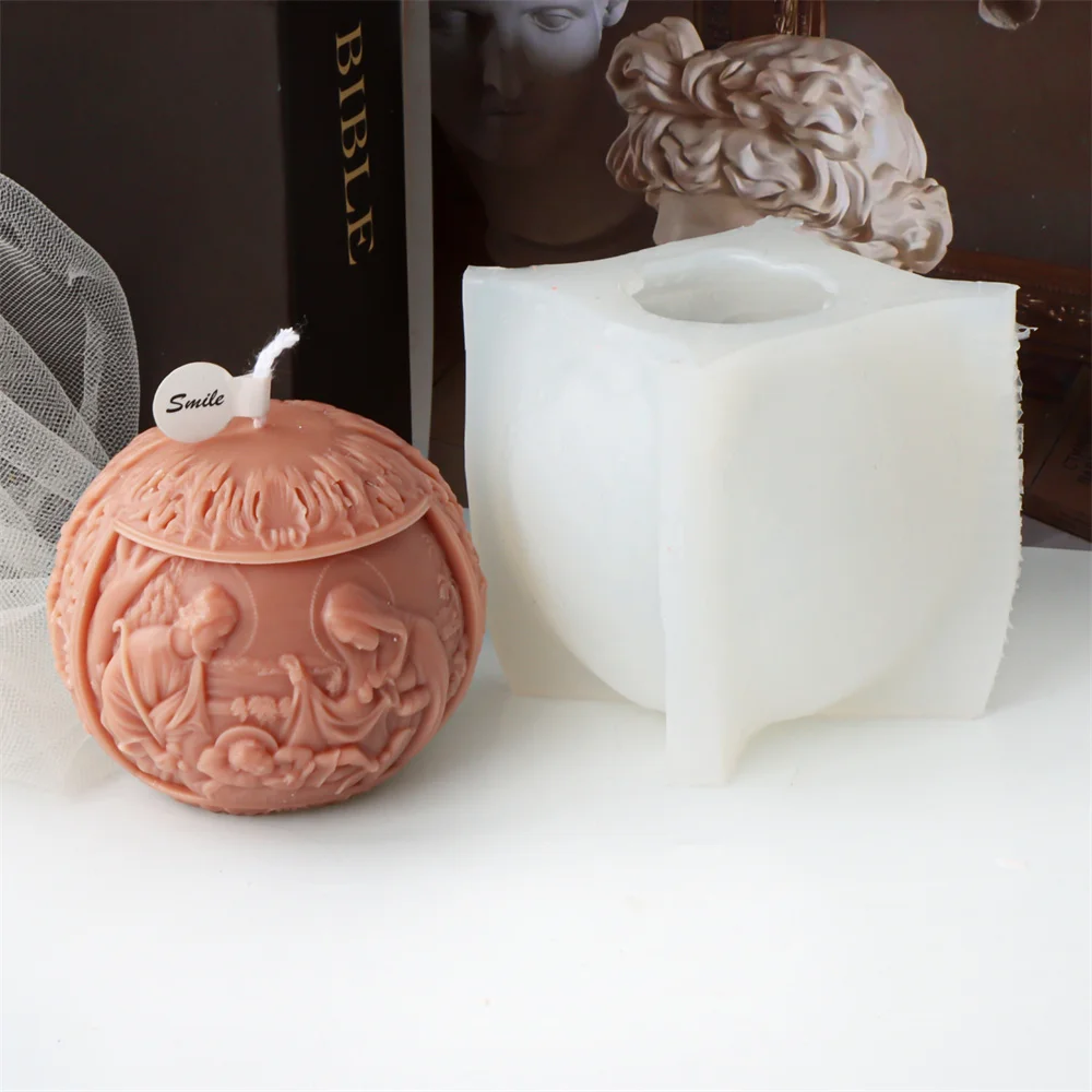 Sphere-Bell-Jesus-Family-Candle-Mold-Mary-Jesus-Sleeping-Child-Statue ...