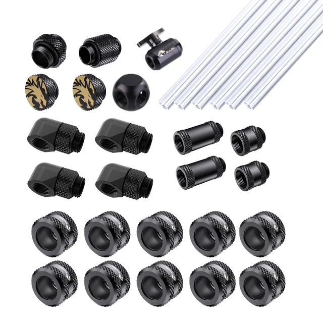 Bykski Hard Tube Fitting Kit for OD14mm PETG Hard Tube with Switch 3 ...