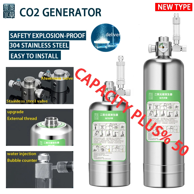 Aquarium new CO2 generator CO2 stainless steel external thread / water ...