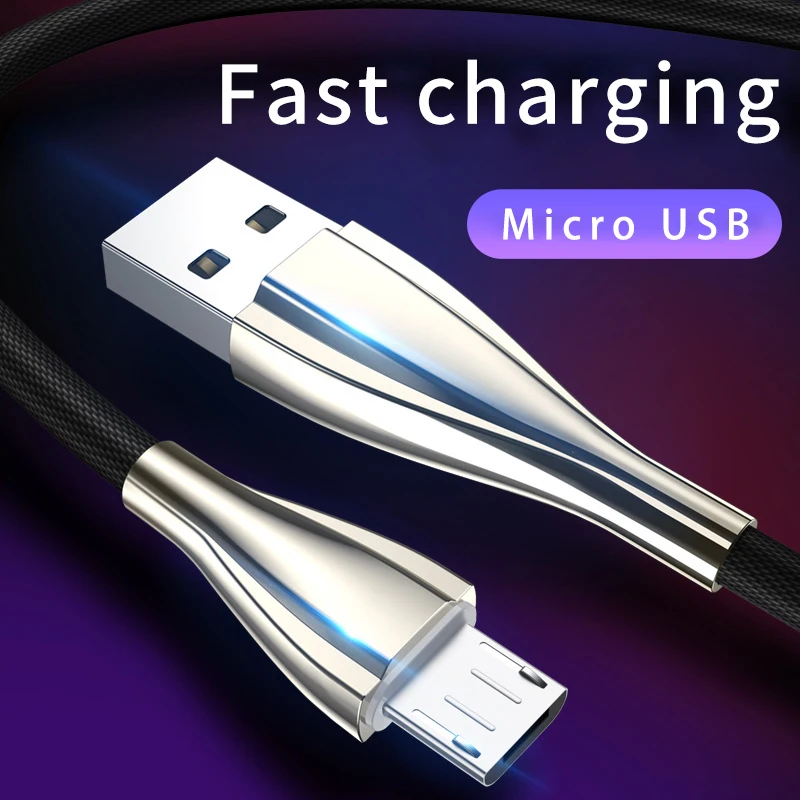 Zinc-Alloy-3A-Fast-Charging-USB-Micro-Cable-for-Samsung-Xiaomi-Redmi ...