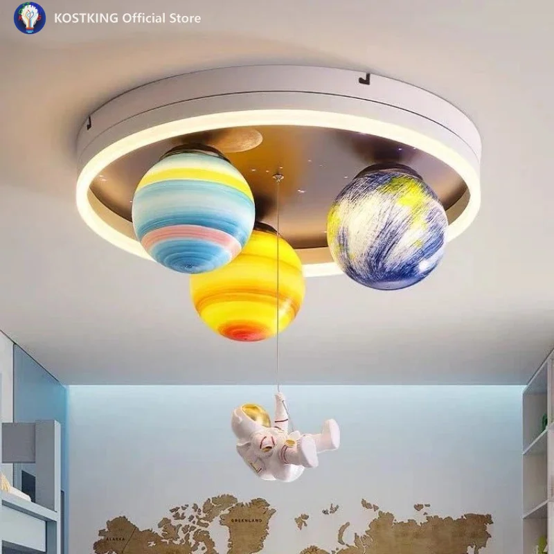 Astronaut Planet Creative Circular The Outer Space Led Ceiling Light ...