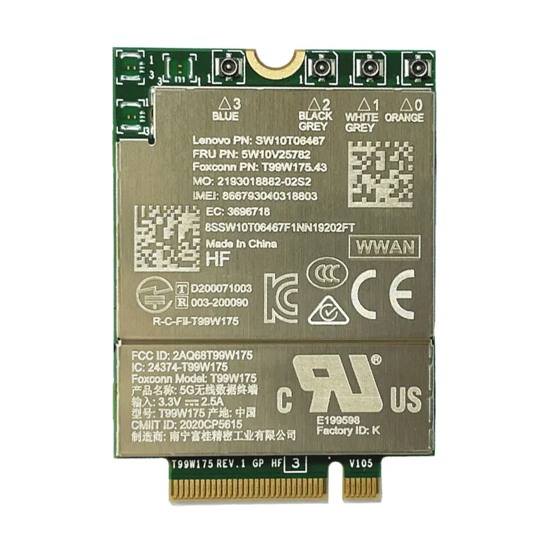 Foxcom T99W175 5G Module WIRELESS WAN FRU 5W10V25782 Snapdragon X55 M.2 ...