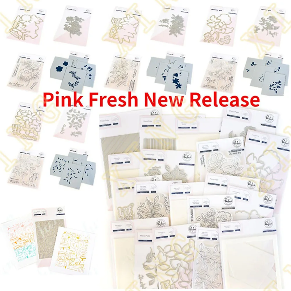 New-Diagonal-Plaid-Press-Flowers-Metal-Cutting-Dies-Clear-Stamps ...