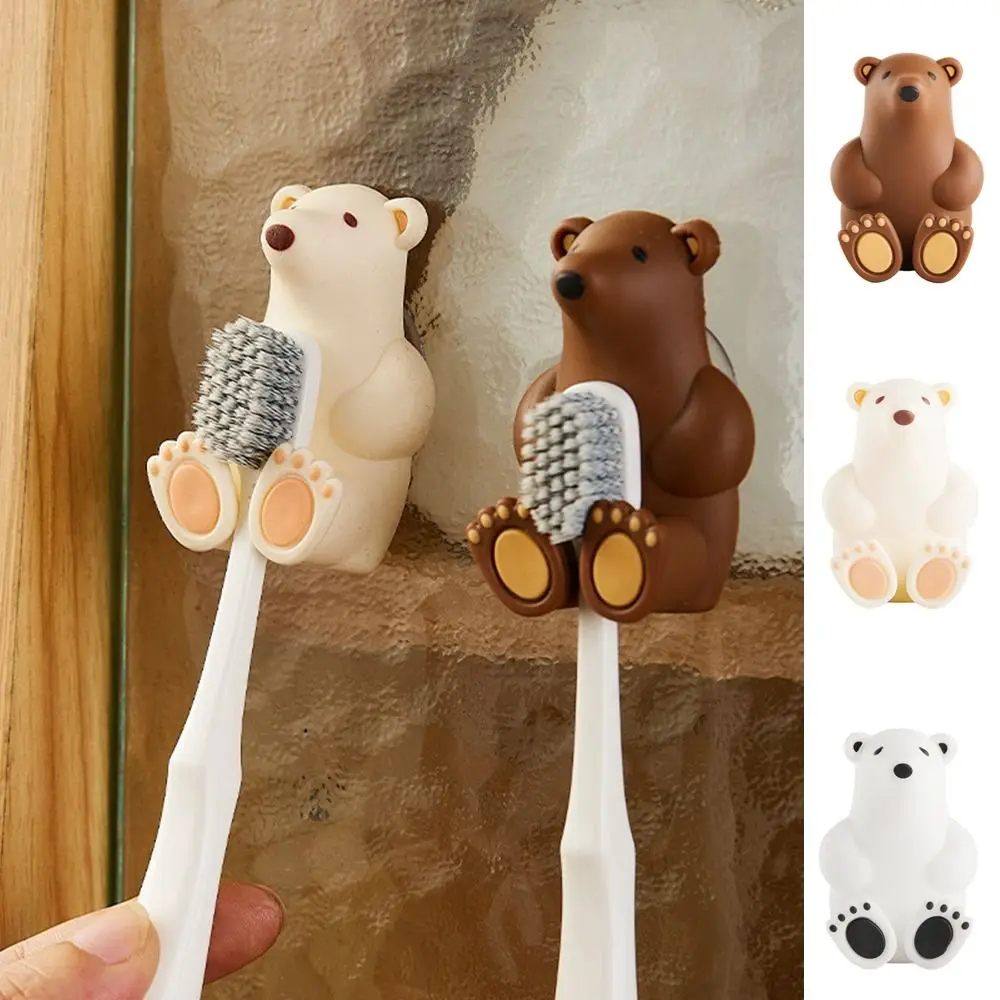Super Adorable Polar Bear Toothbrush Holder Wall Mounted Suction Cup ...