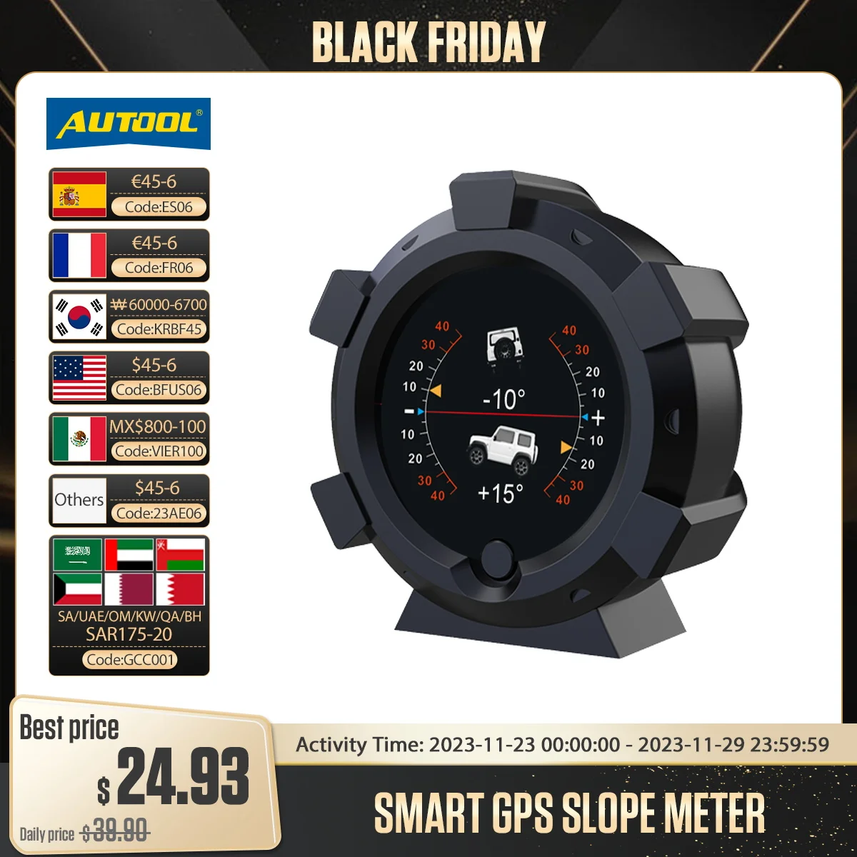 AUTOOL-X95-Car-4x4-Inclinometer-Provide-Slope-Angle-Speed-Satellite-Timing-GPS-Off-road-Vehicle ...