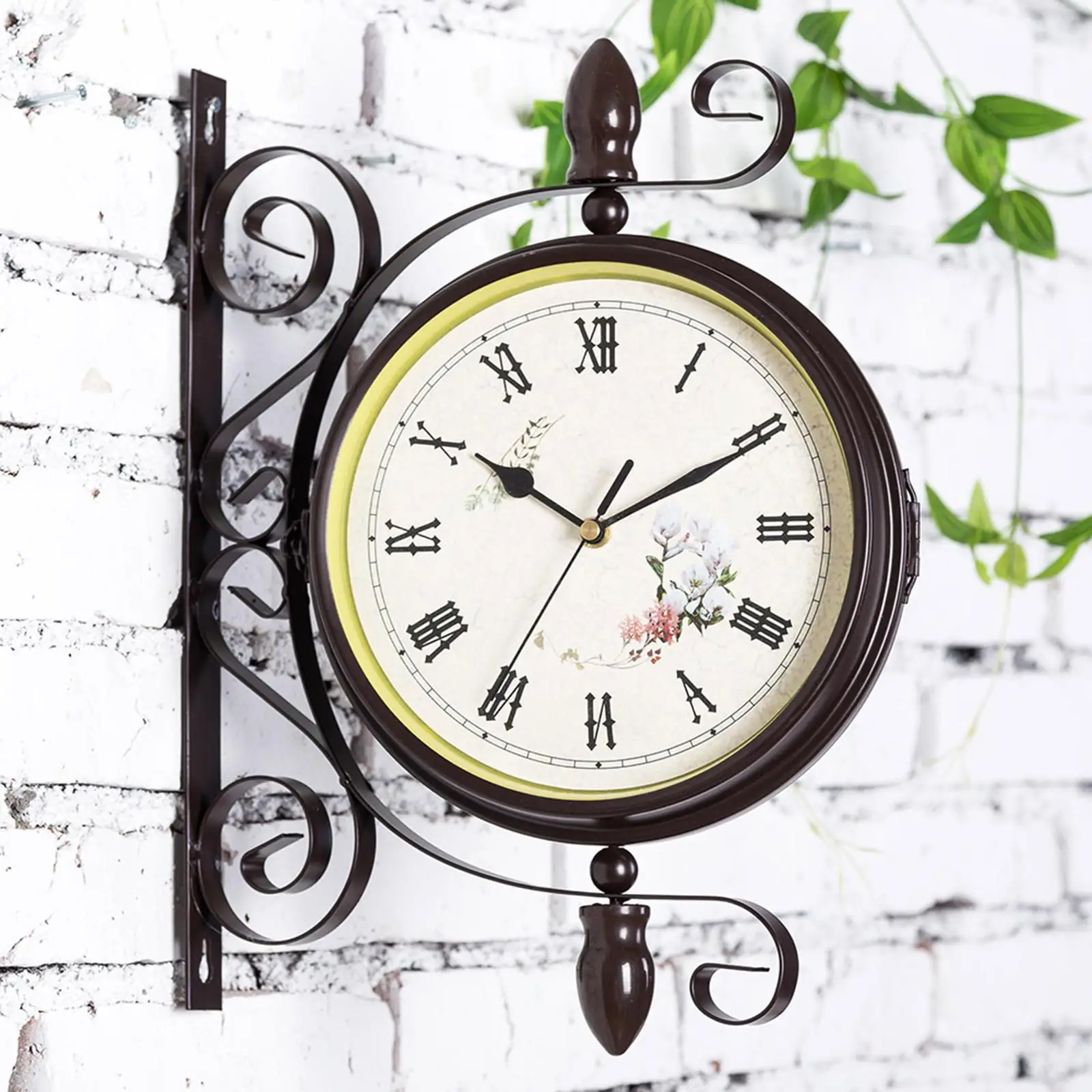 Antique-Style-Double-Sided-Wall-Clock-Decor-Silent-Battery-Powered ...