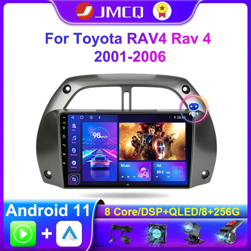 JMCQ Android 11.0 2Din Car Radio Multimedia Video Player Navigation GPS For Toyota RAV4 Rav 4 ...
