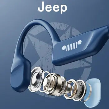 JEEP 골전도 블루투스 이어폰, 마그네틱 스포츠 넥밴드, 목에 거는 이어버드, 무선 블루투스, IPX5 방수 헤드셋