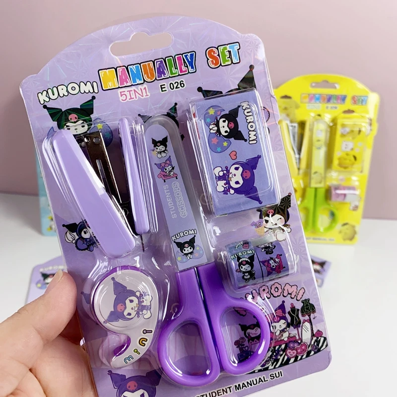 Kuromi-Sanrio-Student-Stationery-Set-Kitty-Scissors-Stapler-Tape ...
