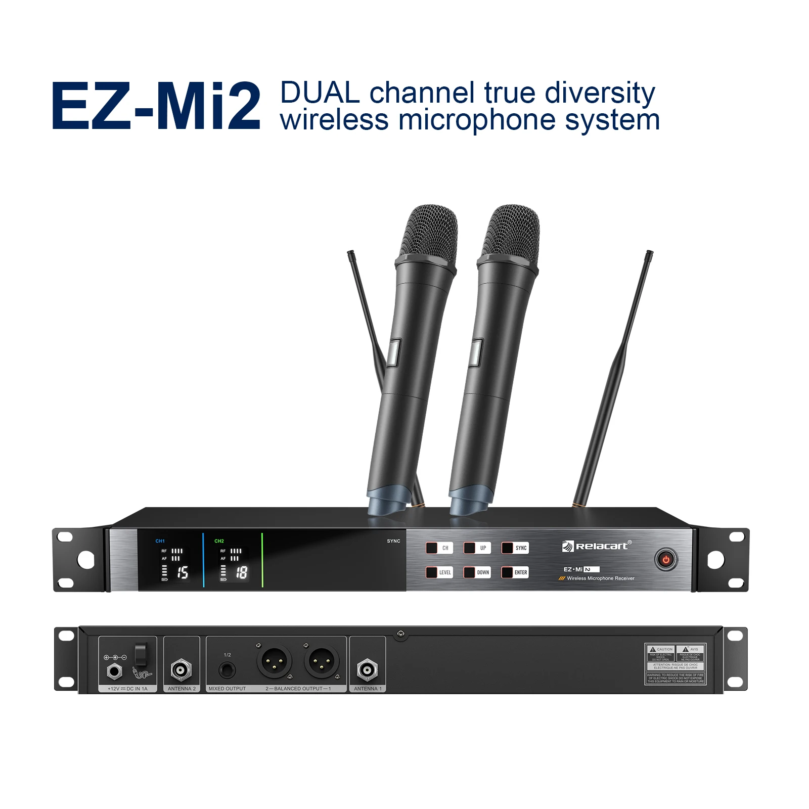 Relacart EZ.Mi2 UHF Wireless Microphone System Dual Channel ...