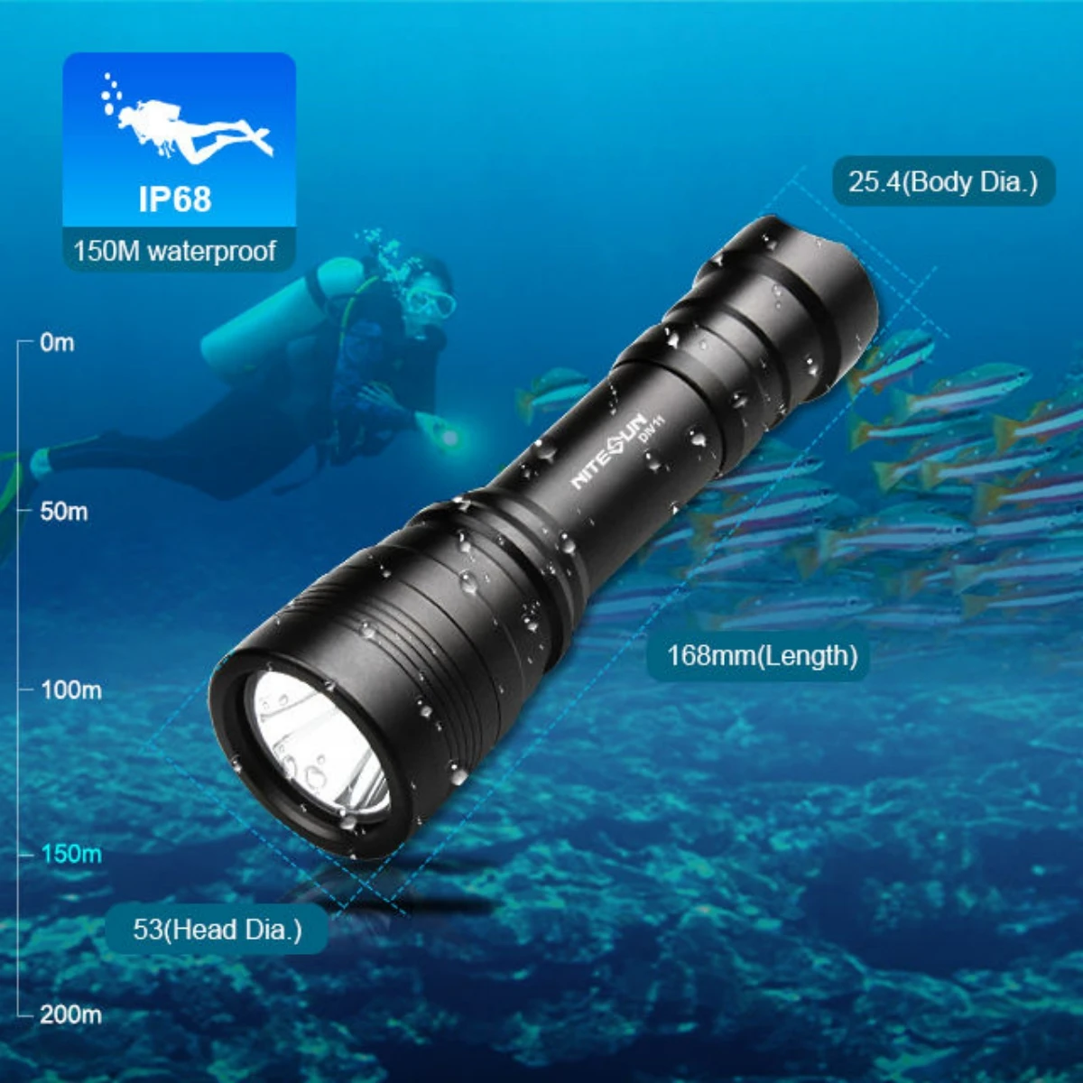 Odepro-WD43-High-Power-Diving-Flashlight-Underwater-Lantern ...