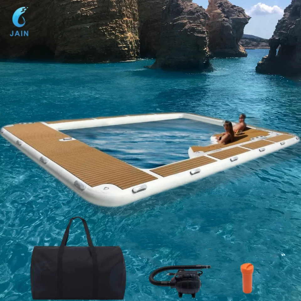 Floating Platform 10x6ft Inflatable Floating Dock With Ladder ...