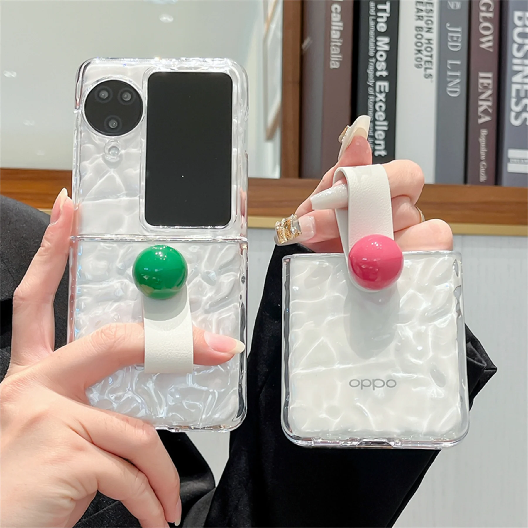 Fresh-Korean-Simple-Water-Ripple-Transparent-Case-with-Ball-Ring-for ...