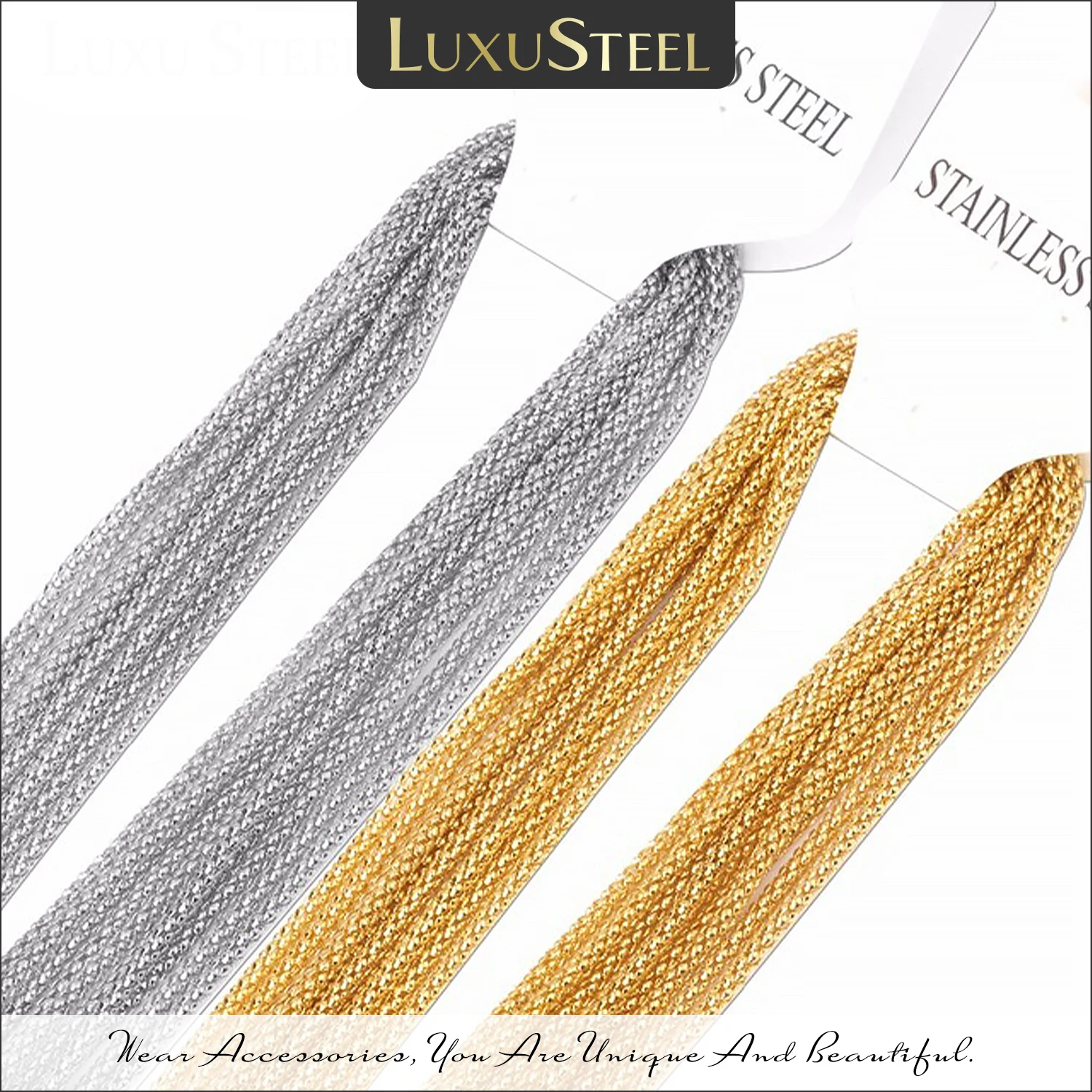 Luxusteel Bamboo Chain Necklaces 10pcs/lot 2mm Width Gold/steel Color ...